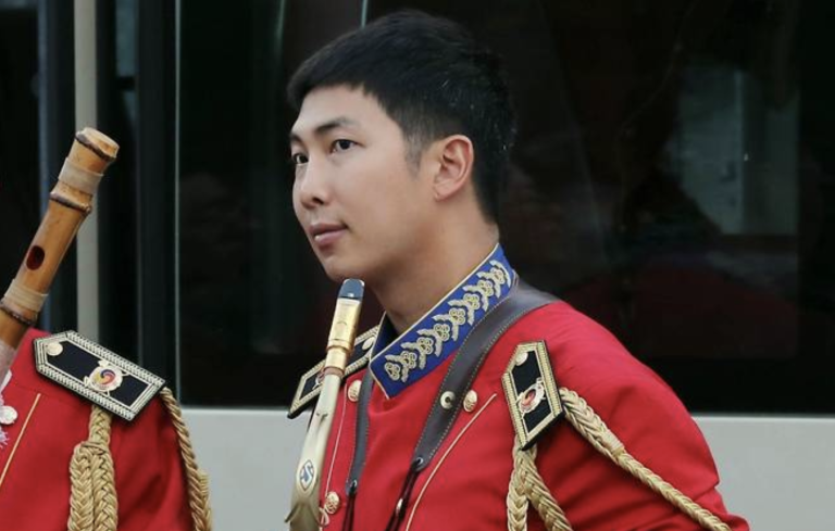 BTS's RM, after playing the saxophone at Jin's discharge ceremony ...