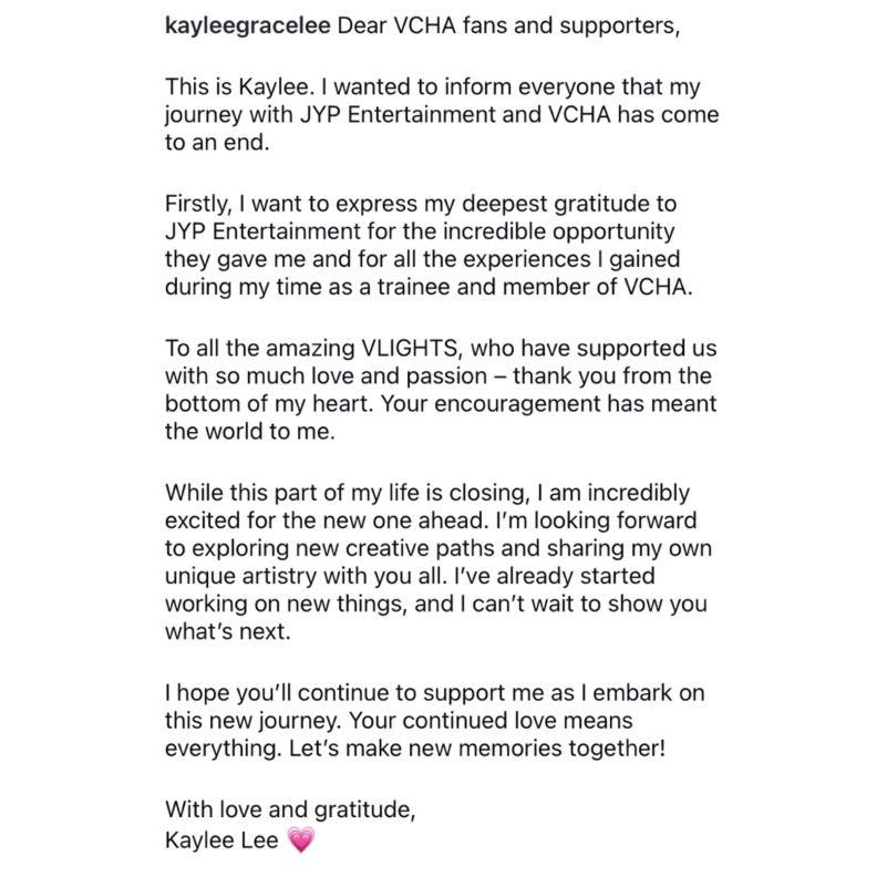 VCHA's Kaylee Officially Leaves Group Due to Health Issues - Netizenbuzz